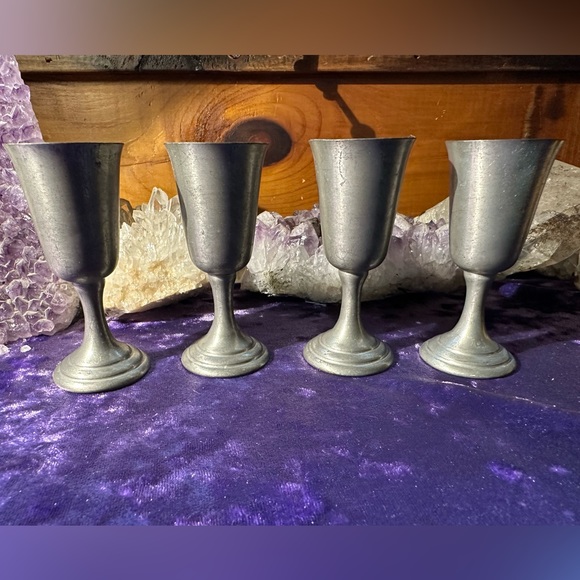 Dining | Set Of 4 Vintage Pewter Goblets Flute Cups | Poshmark